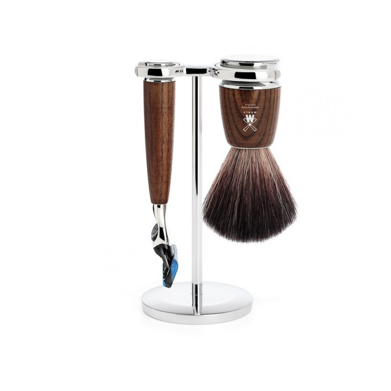 Set à raser en Bois et Métal avec Rasoir Gillette Fusion - Mühle