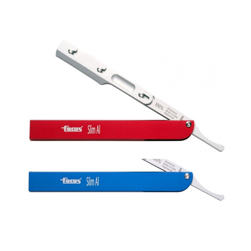 Rasoir Shavette en Aluminium Argenté Focus Slim - Rasage Classique