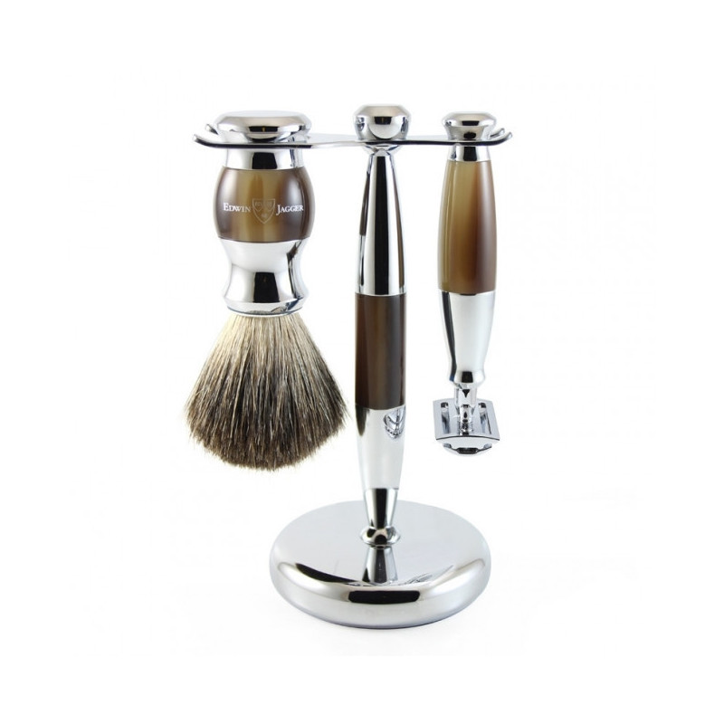 Set de rasage Edwin Jagger en résine façon corne et métal chromé Edwin ...